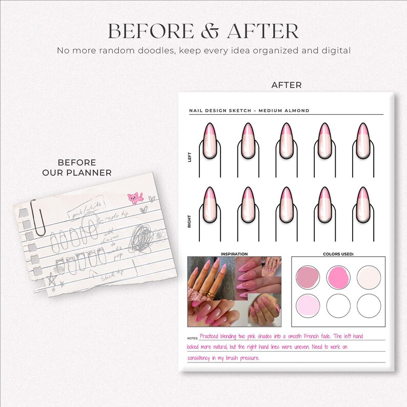 Nail Art Planner: Digital Nail Sketchbook With Shapes & Length ...