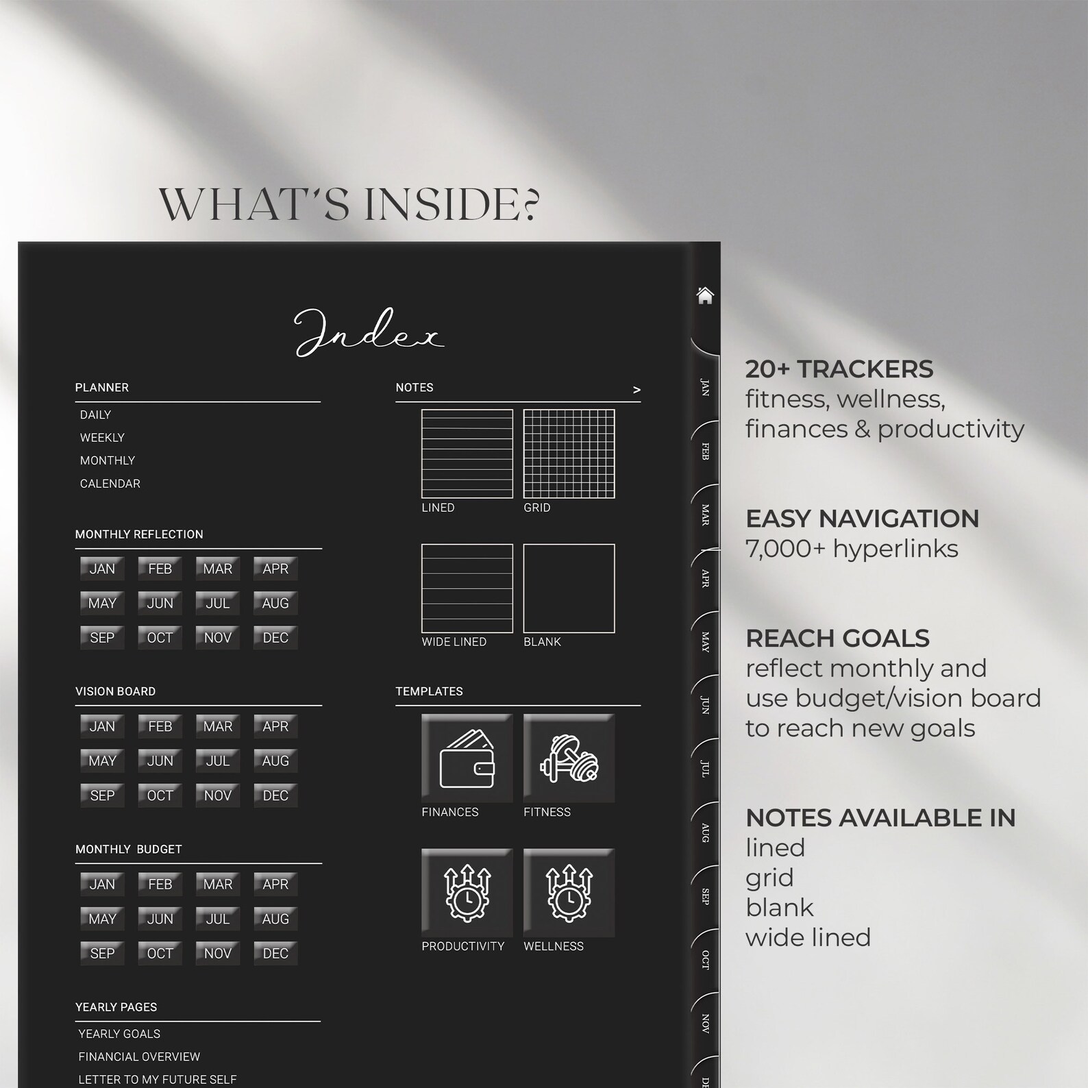 Ultimate 2024 Dark Mode Digital Planner for Goodnotes, Notability ...