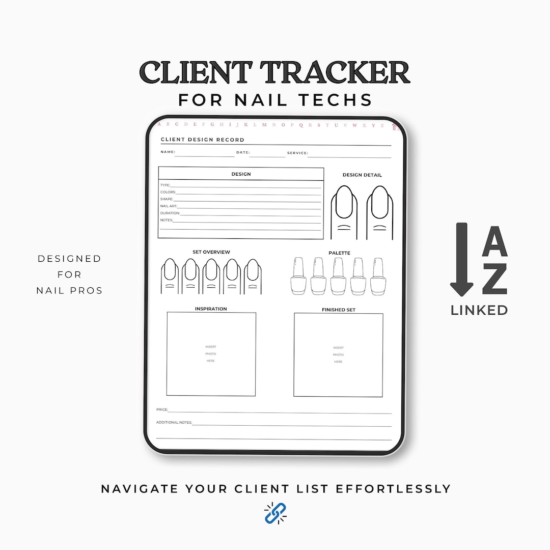 Nail Tech Client Tracker: A-Z Index With Client Profiles and Design ...