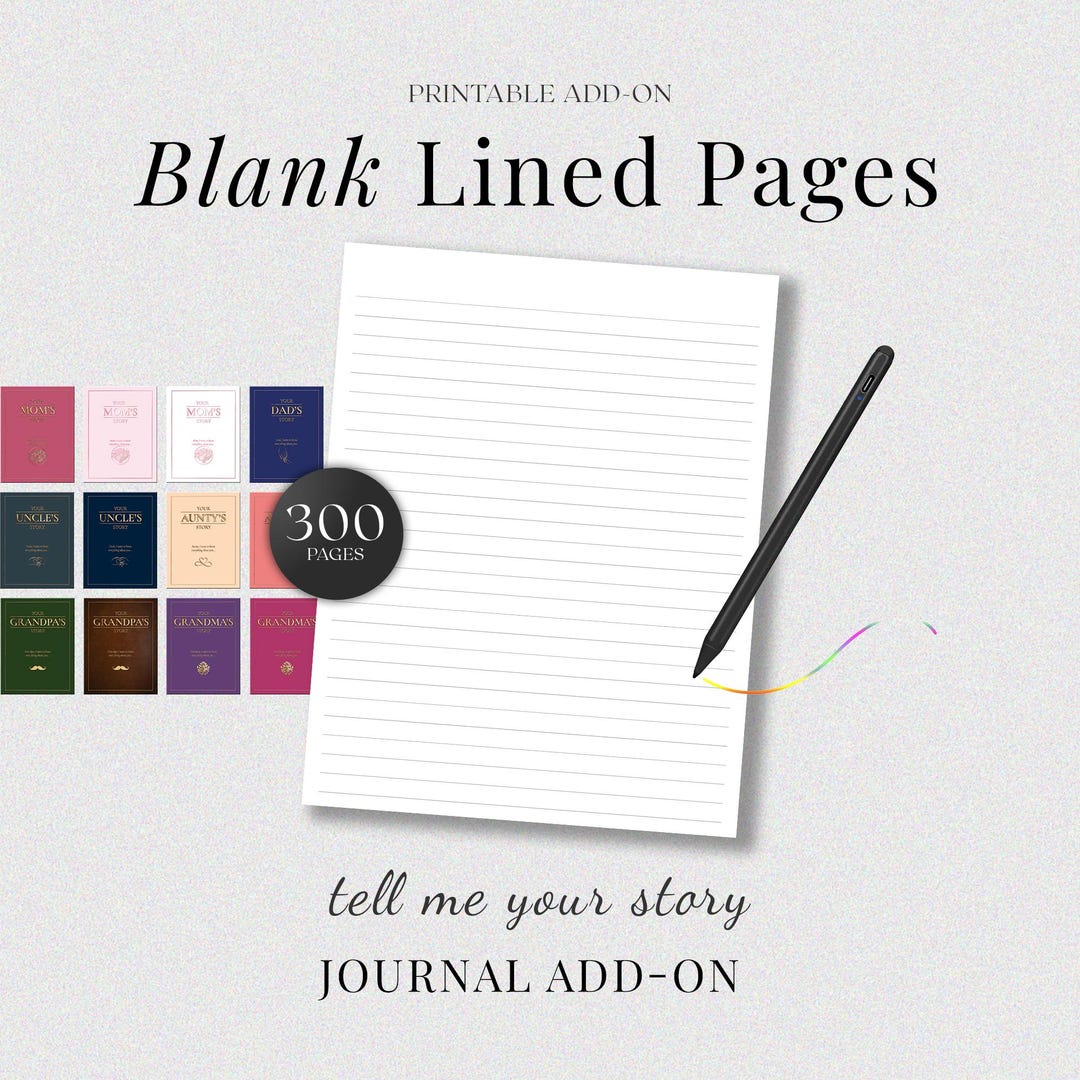Blank Lined Pages for All 'tell Me Your Story' Journals – Printable Add ...