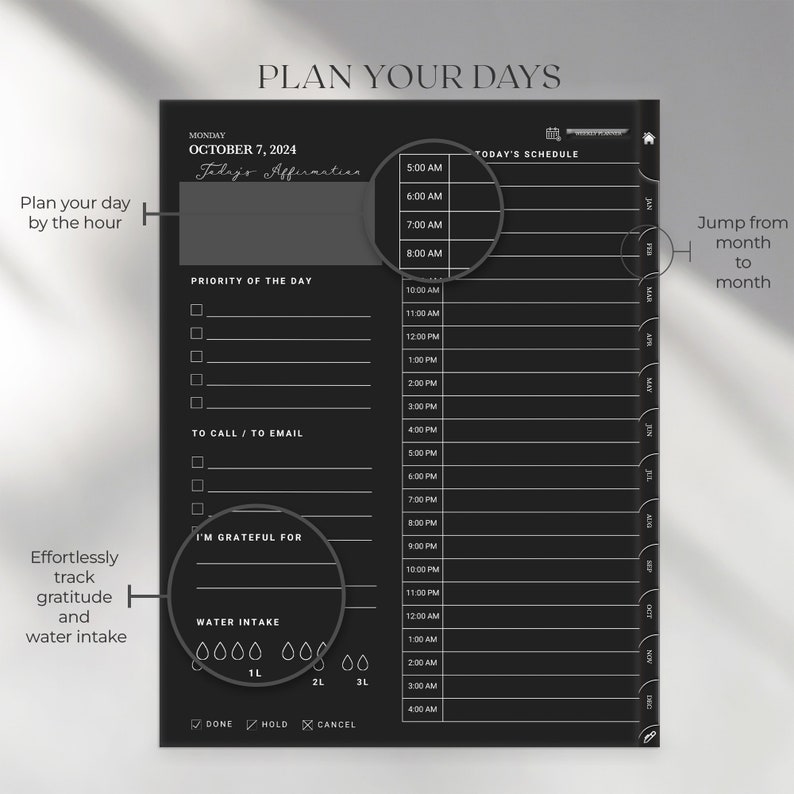 Ultimate 2024 Dark Mode Digital Planner for Goodnotes, Notability ...