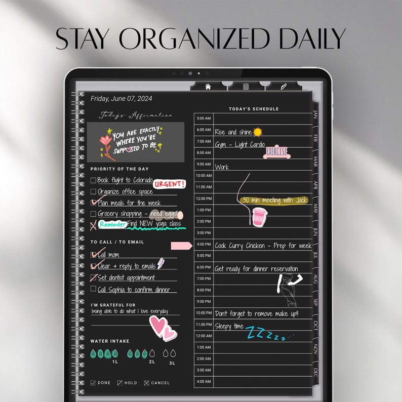 Ultimate 2024 Dark Mode Digital Planner Goodnotes 1400 Pages iPad Dated ...