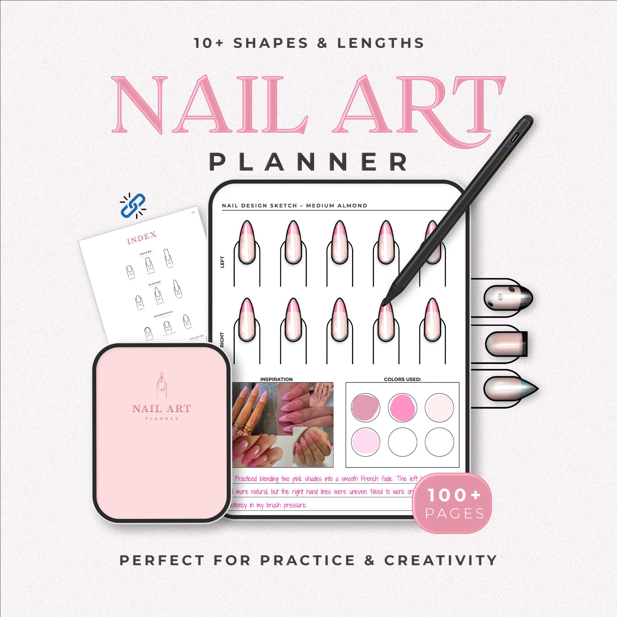 Nail Art Planner: Digital Nail Sketchbook With Shapes & Length ...