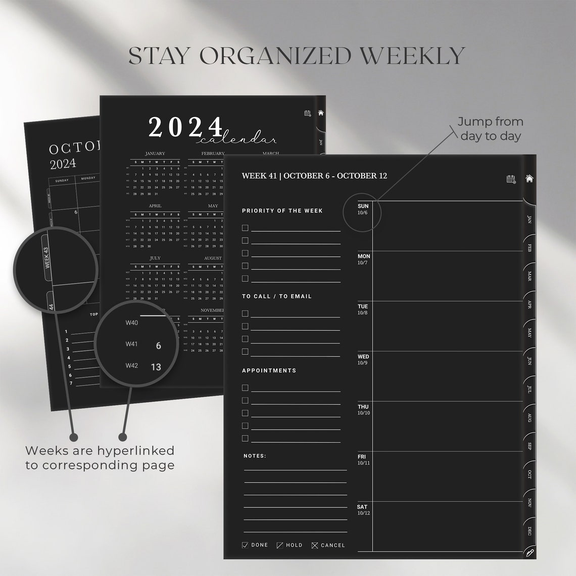 Ultimate 2024 Dark Mode Digital Planner for Goodnotes, Notability ...