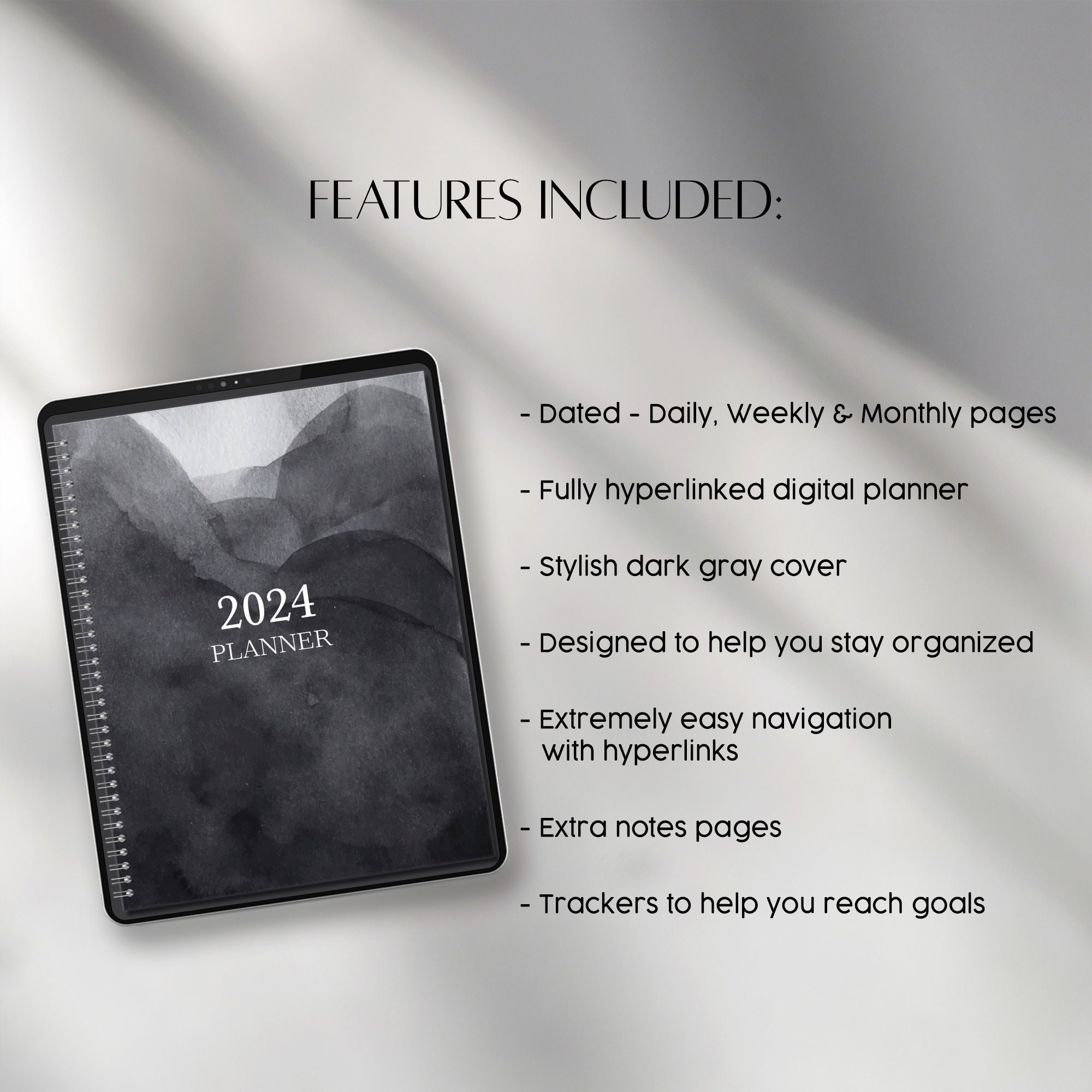 Ultimate 2024 Dark Mode Digital Planner Goodnotes 1400 Pages iPad Dated ...