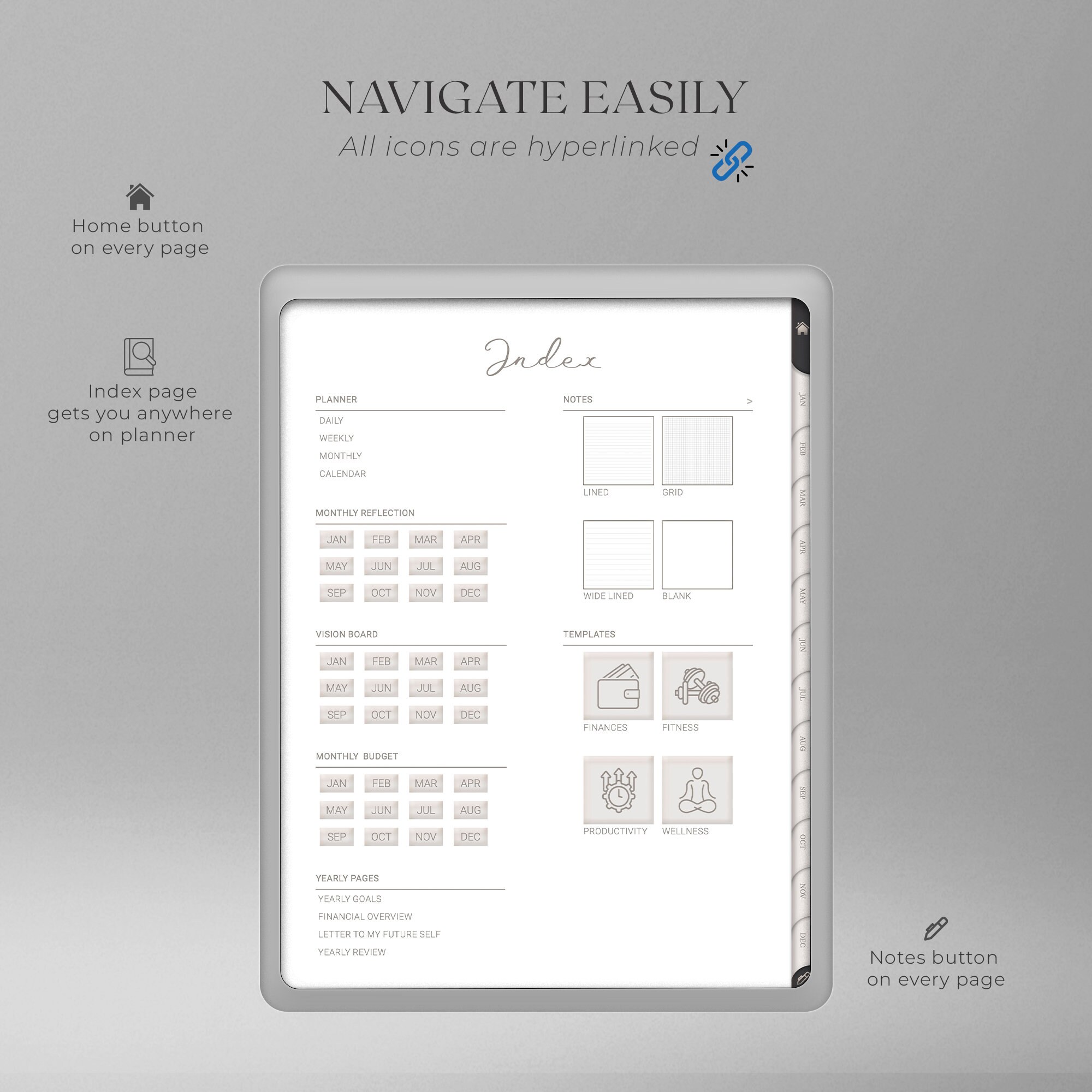 2024 Digital Planner for Goodnotes and Notability Minimalist Design ...
