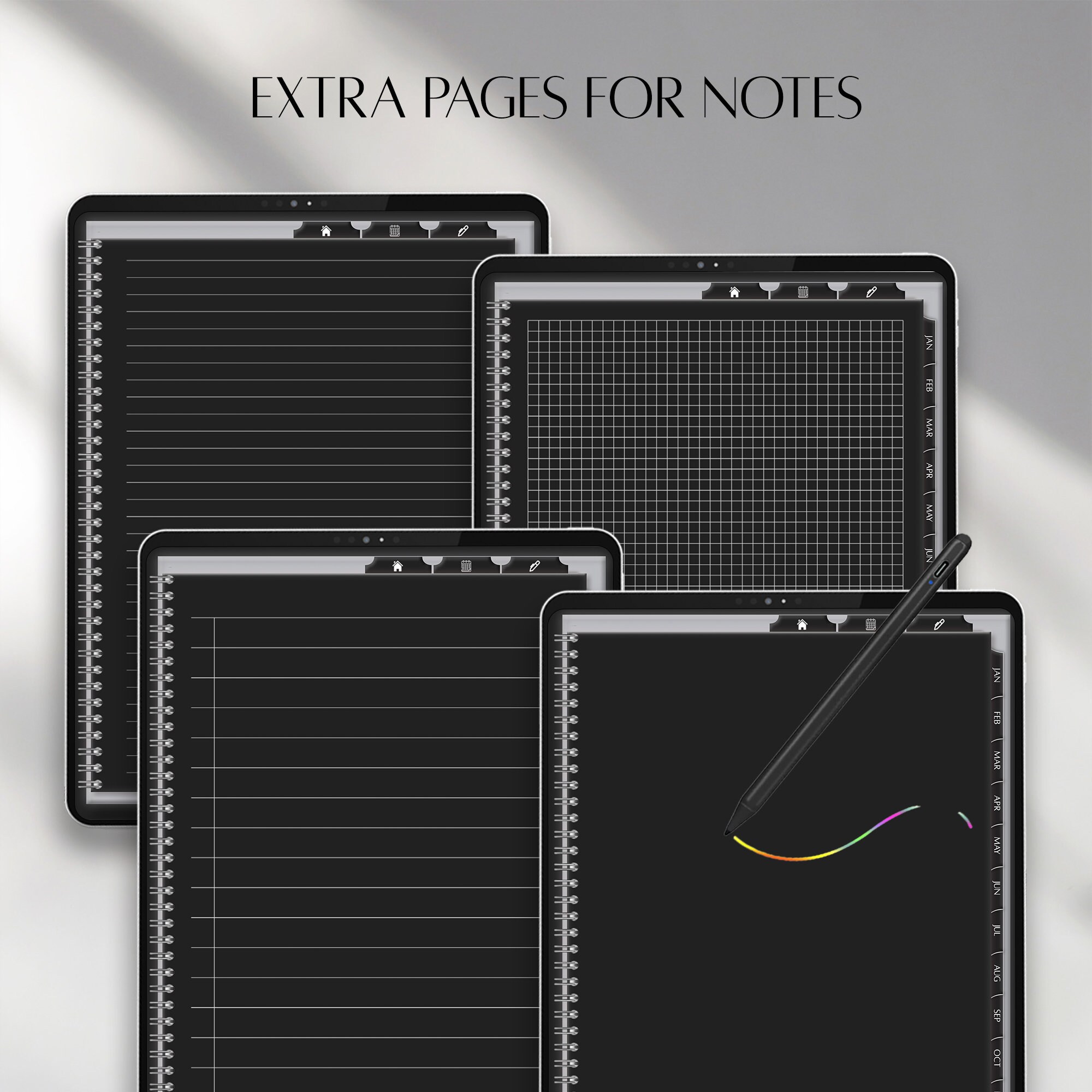 Ultimate 2024 Dark Mode Digital Planner Goodnotes 1400 Pages iPad Dated ...
