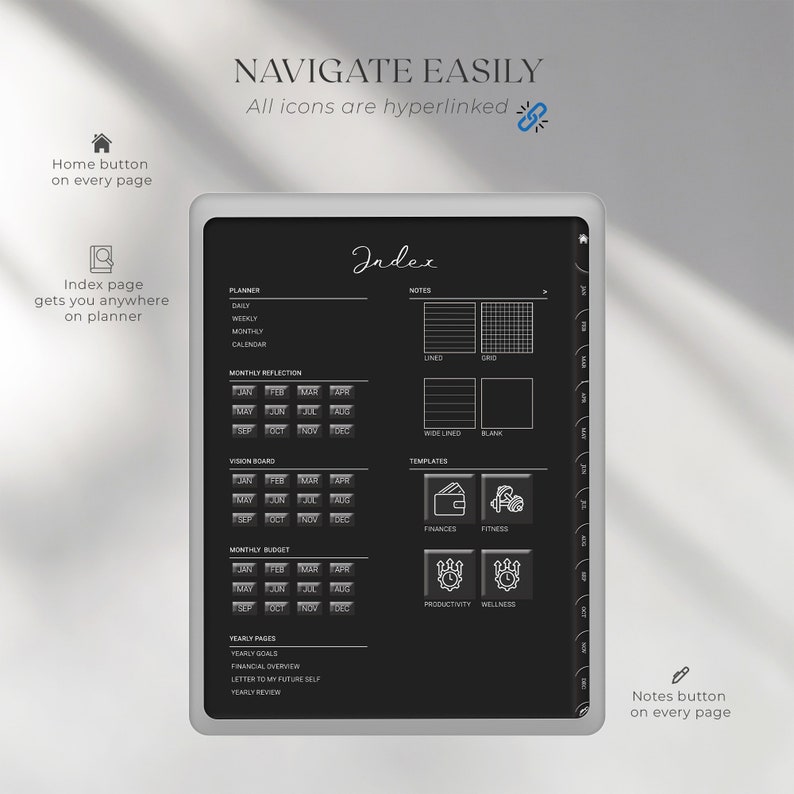 Ultimate 2024 Dark Mode Digital Planner for Goodnotes, Notability ...