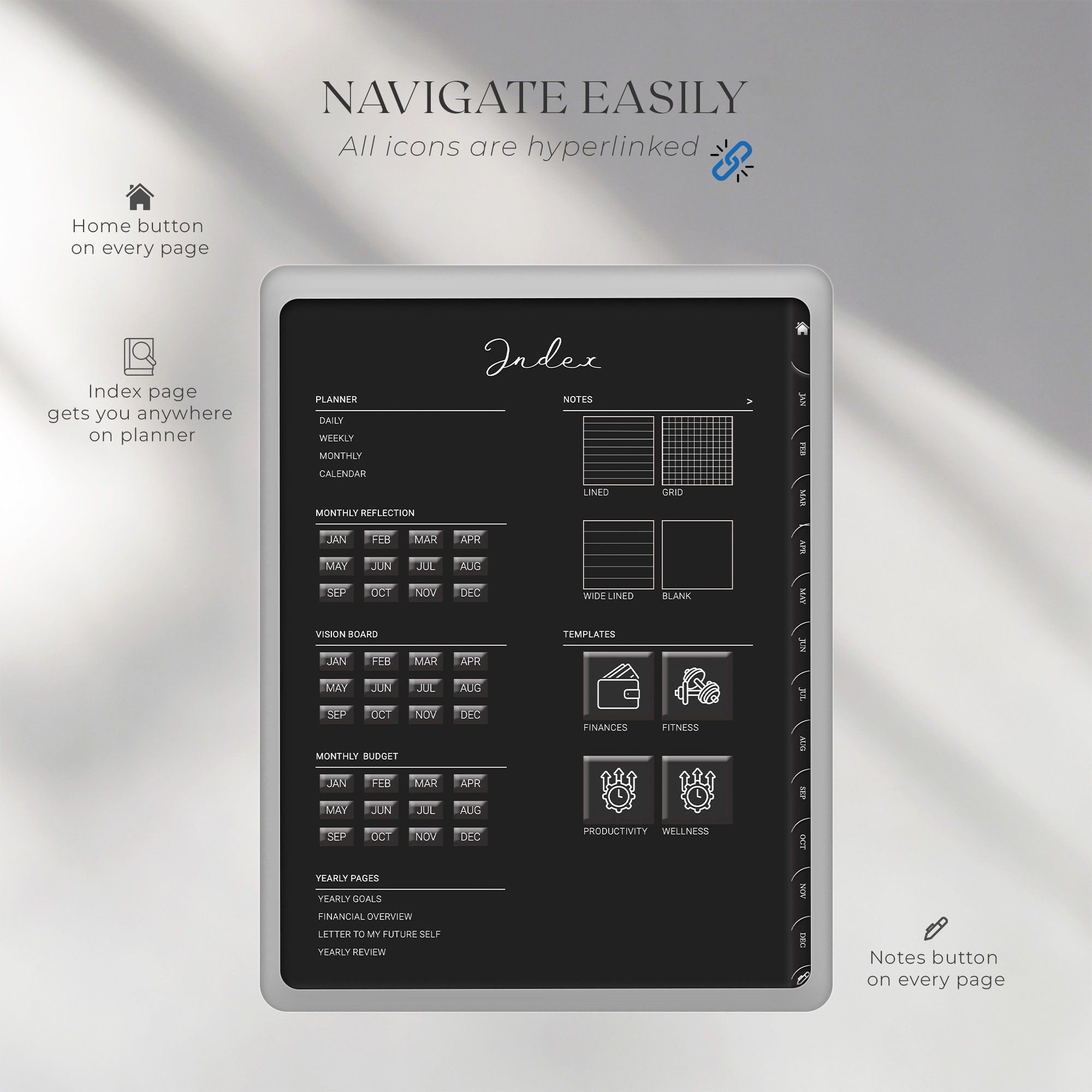 Ultimate 2024 Dark Mode Digital Planner for Goodnotes, Notability Daily ...