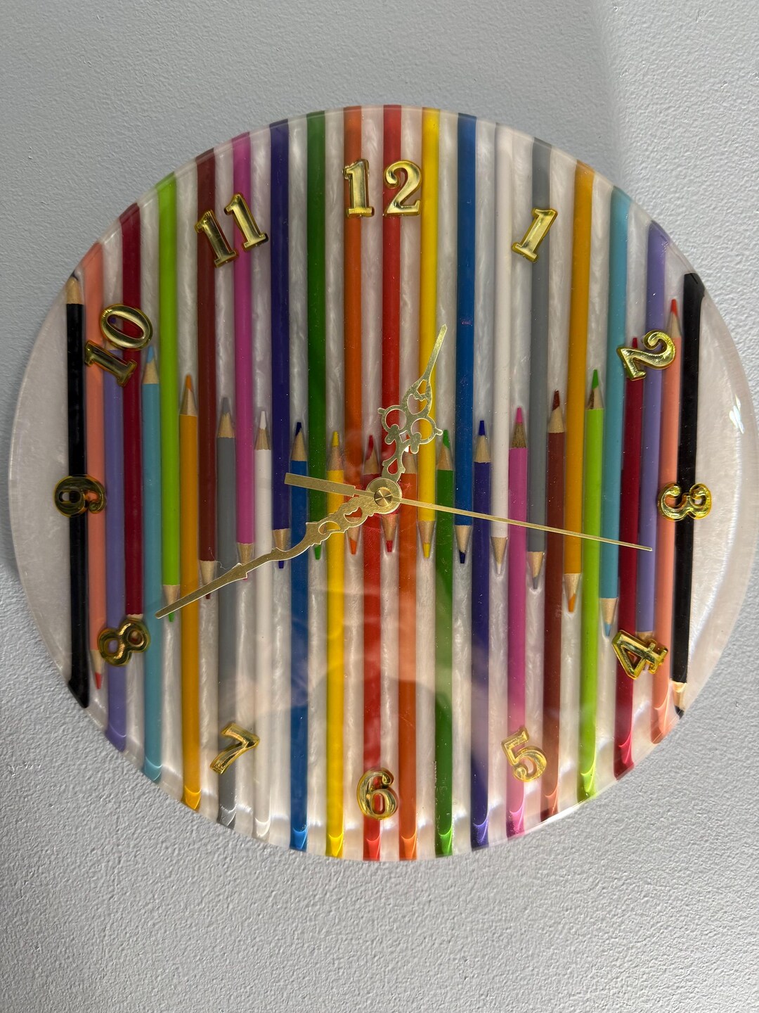 12” Color Pencil Epoxy Clock - Etsy