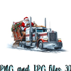 Vintage Watercolor Santa Clause Using Peterbilt 379 PNG JPG, Christmas ...