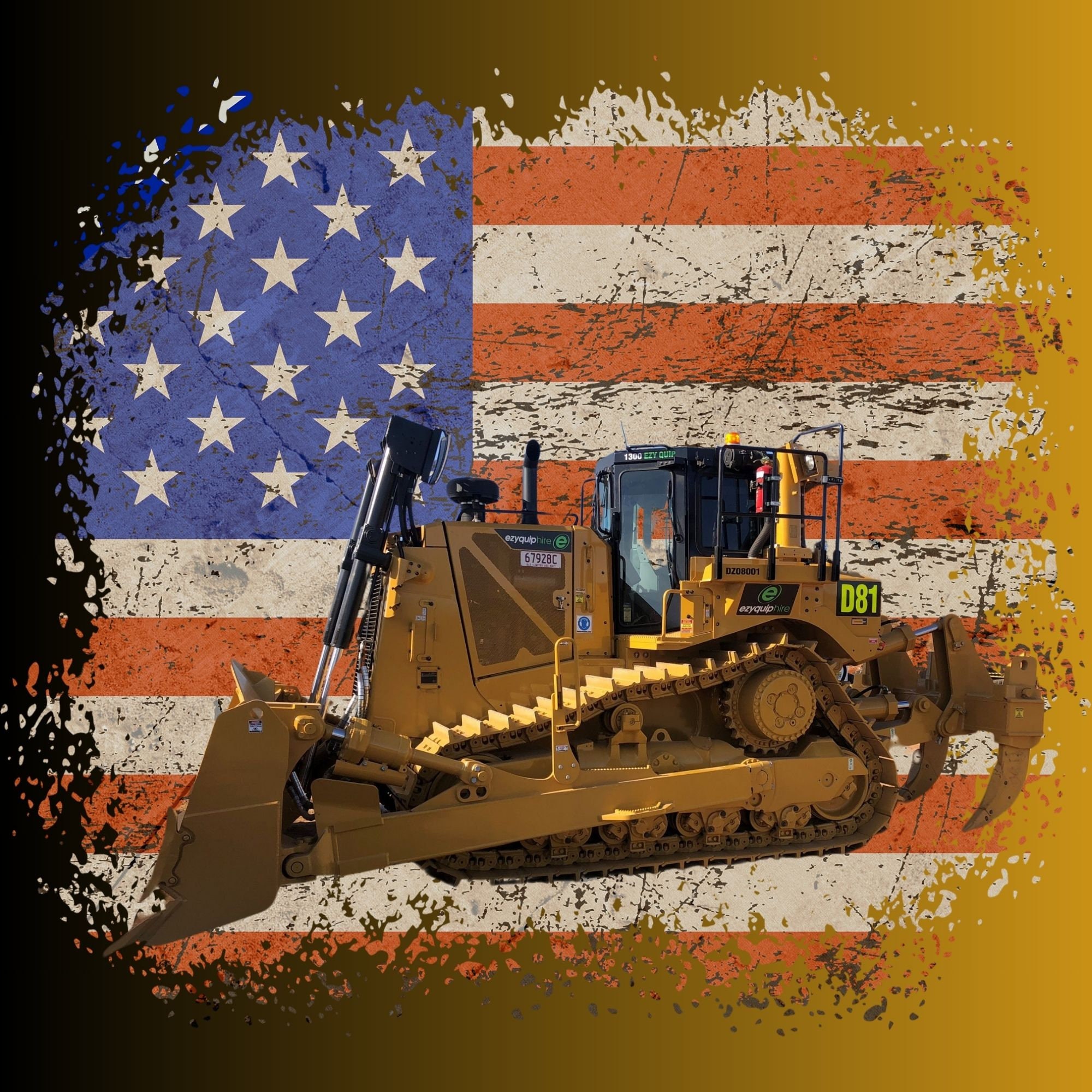 American Flag With Bulldozer PNG File | Digital Download | Watercolor ...