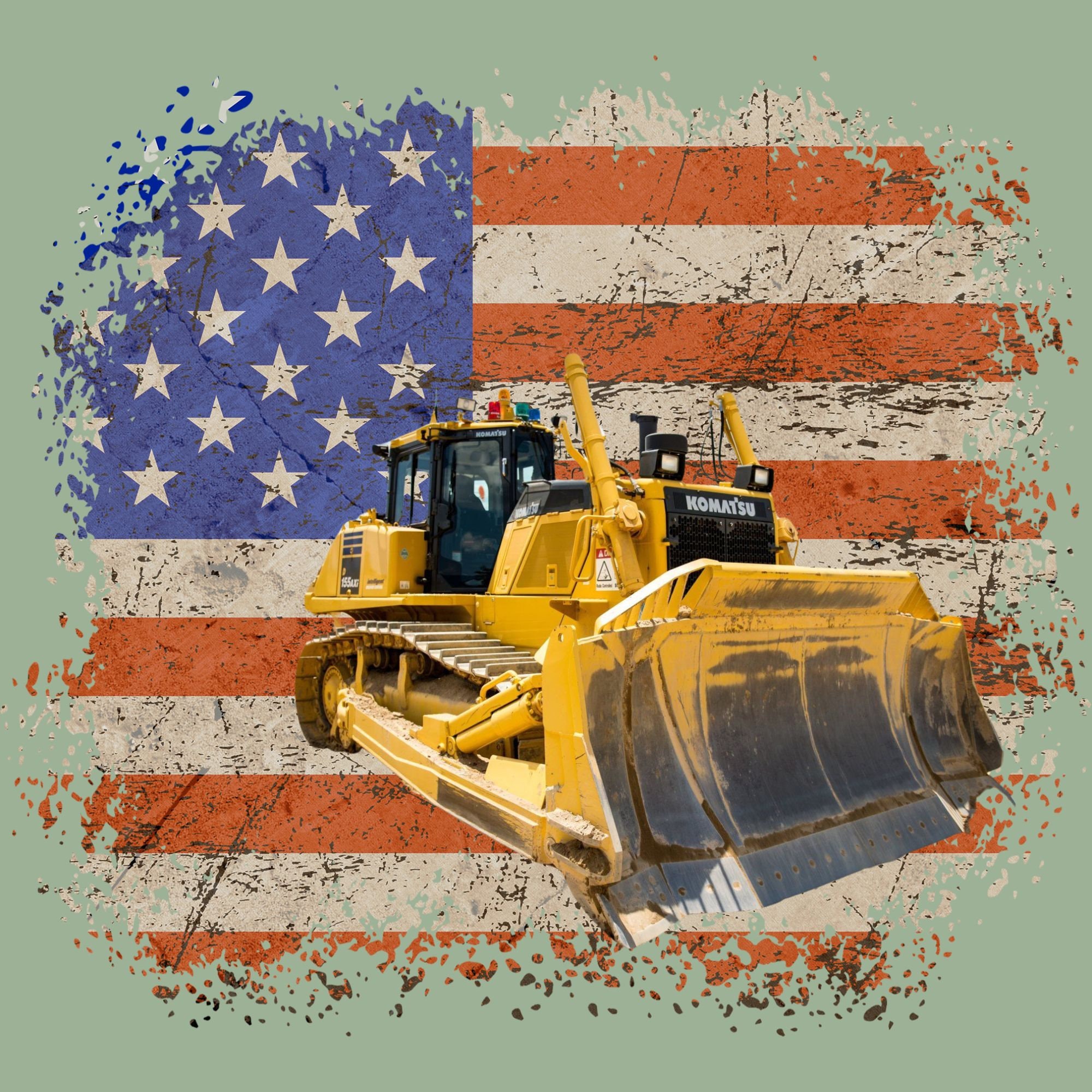 American Flag With Bulldozer PNG File Digital Download Watercolor Art ...
