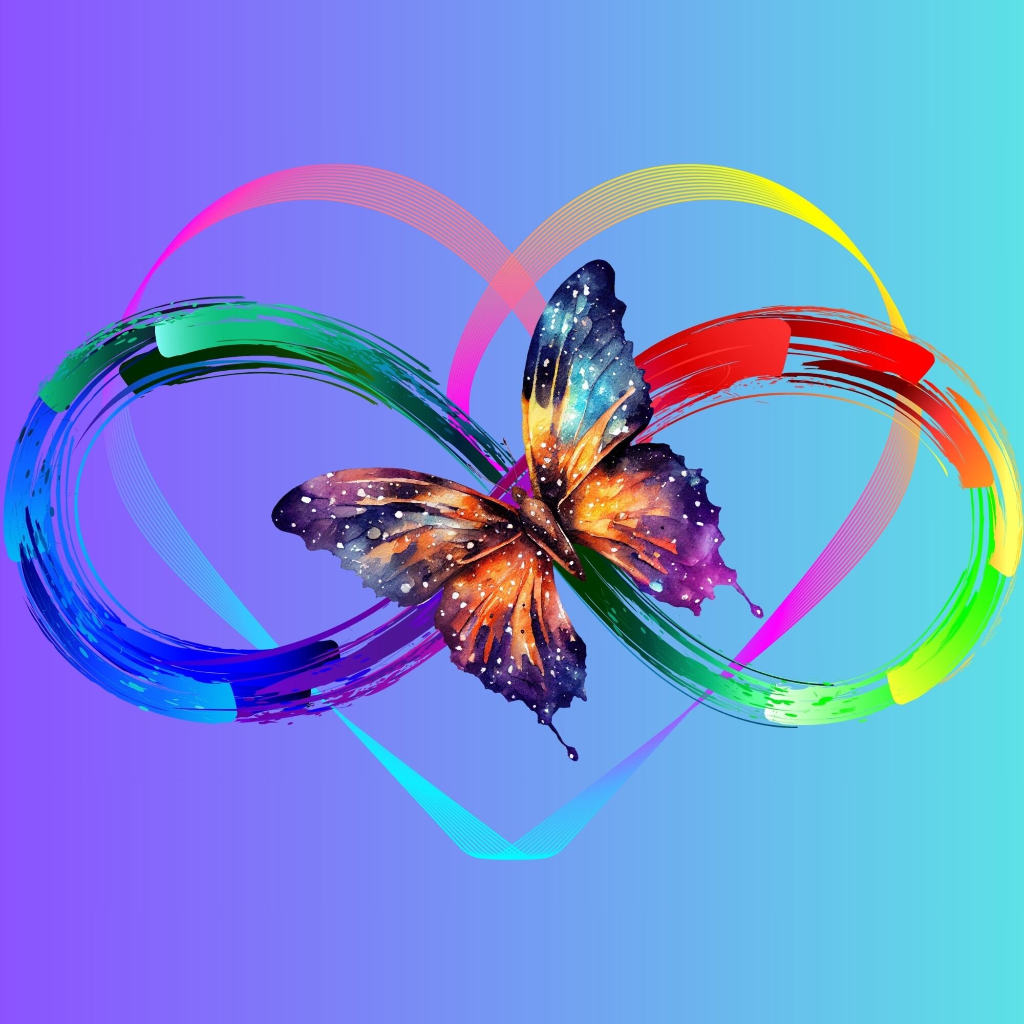 Colorful Infinity Symbol With Cosmic Butterfly and Heart Png, Digital ...