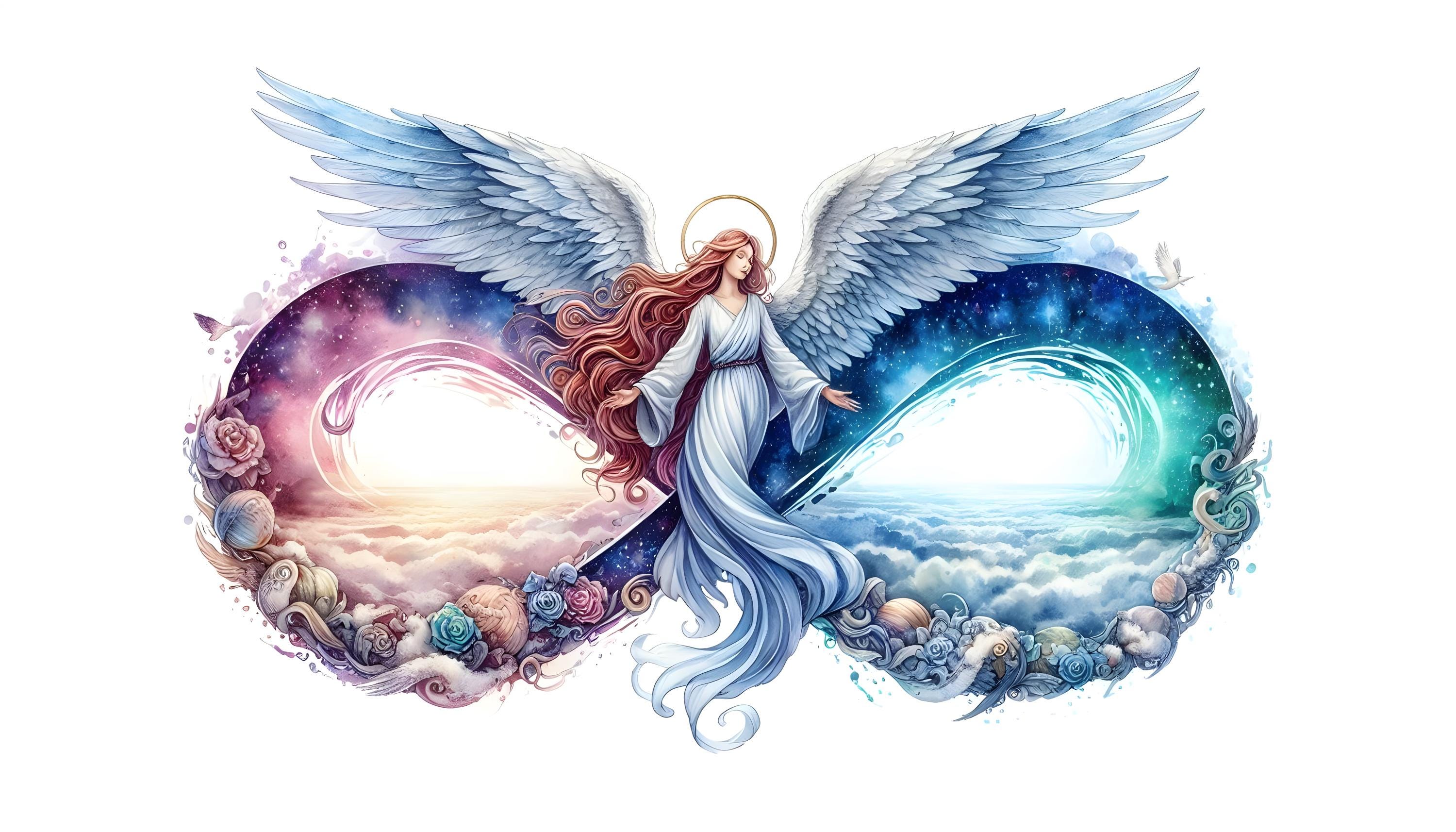 14 Colorful Infinity Symbol With Angel Clipart JPG File, Religious ...