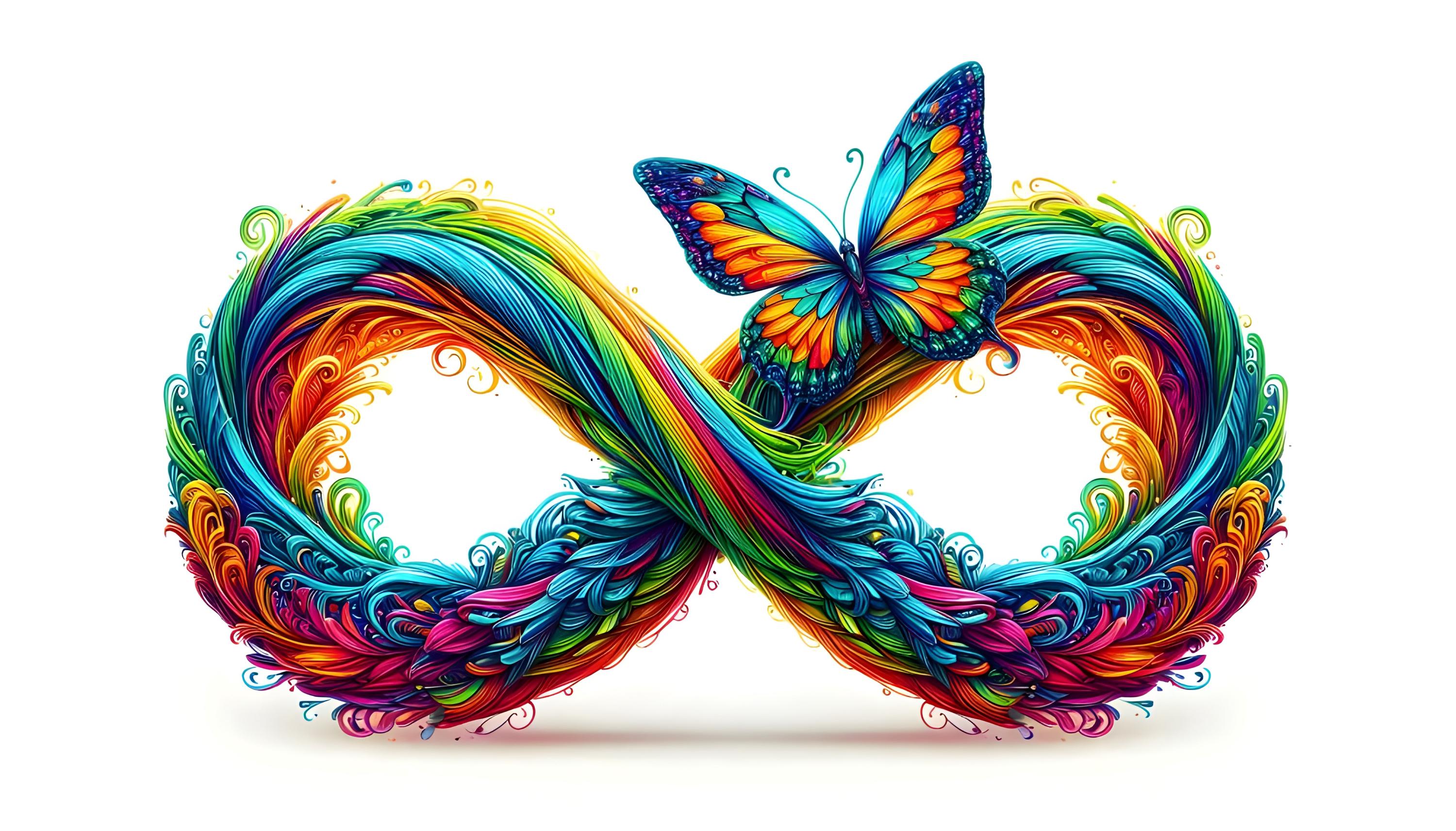 Vibrant Rainbow Colored Infinity Symbol With Butterfly JPG File, Bundle ...