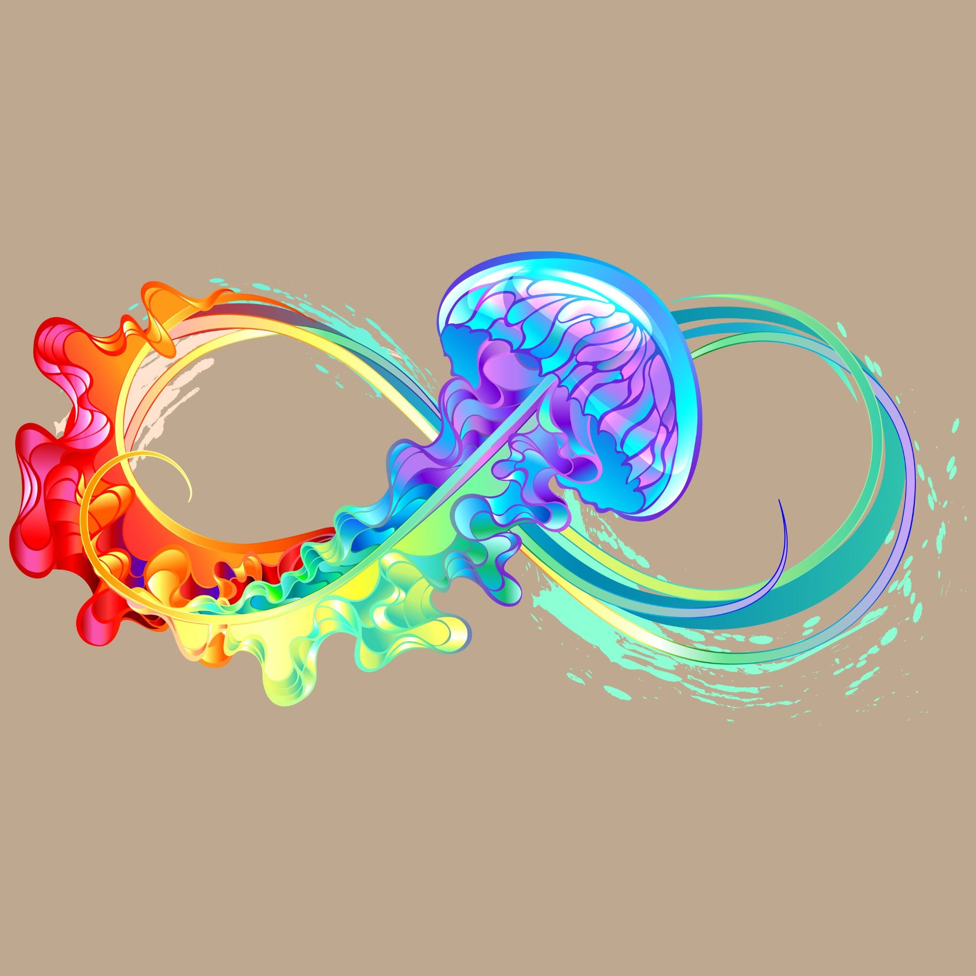 Colorful Infinity Symbol With Jelly Fish Png File, Digital Download ...