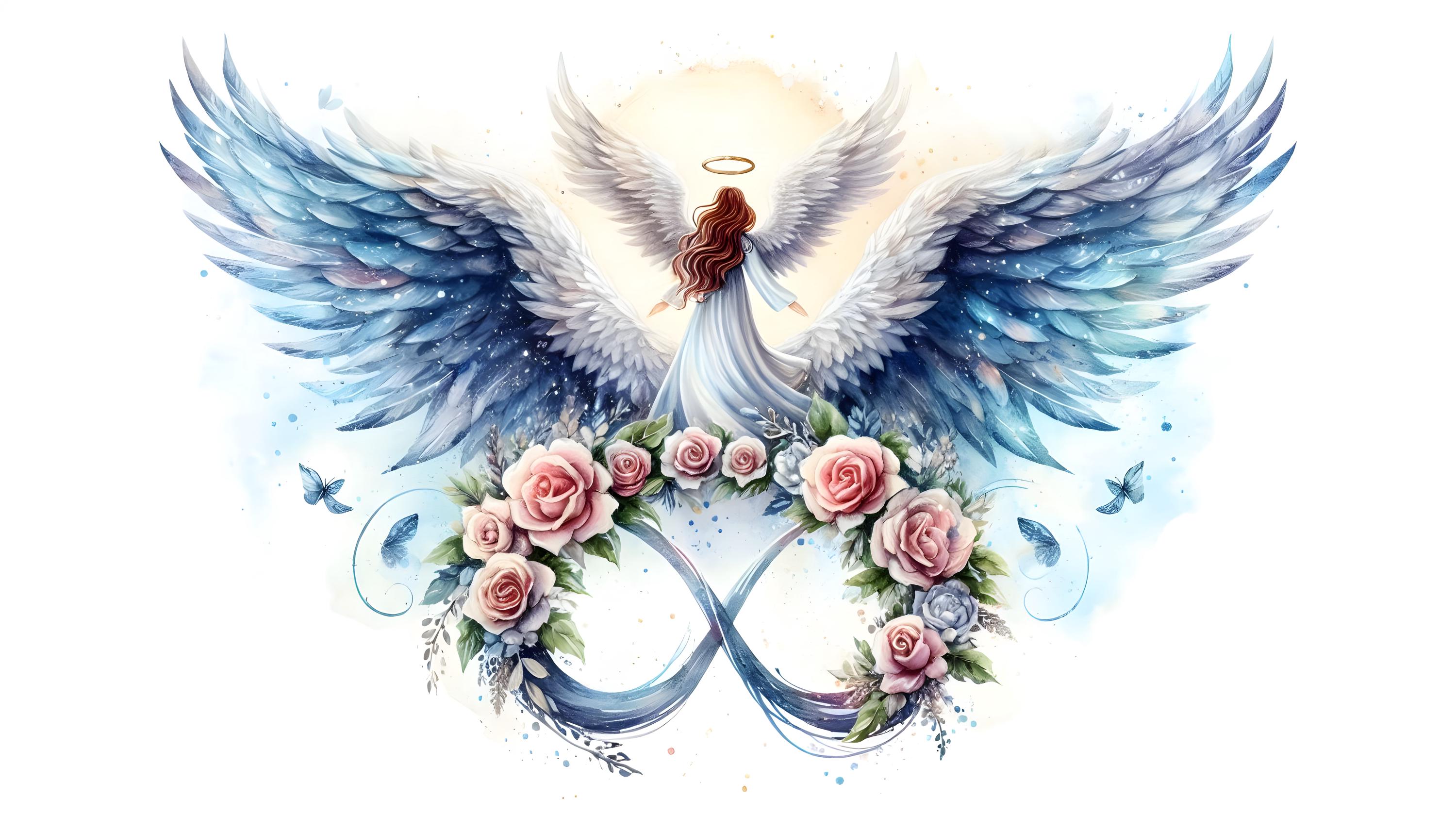 14 Colorful Infinity Symbol With Angel Clipart JPG File, Religious ...