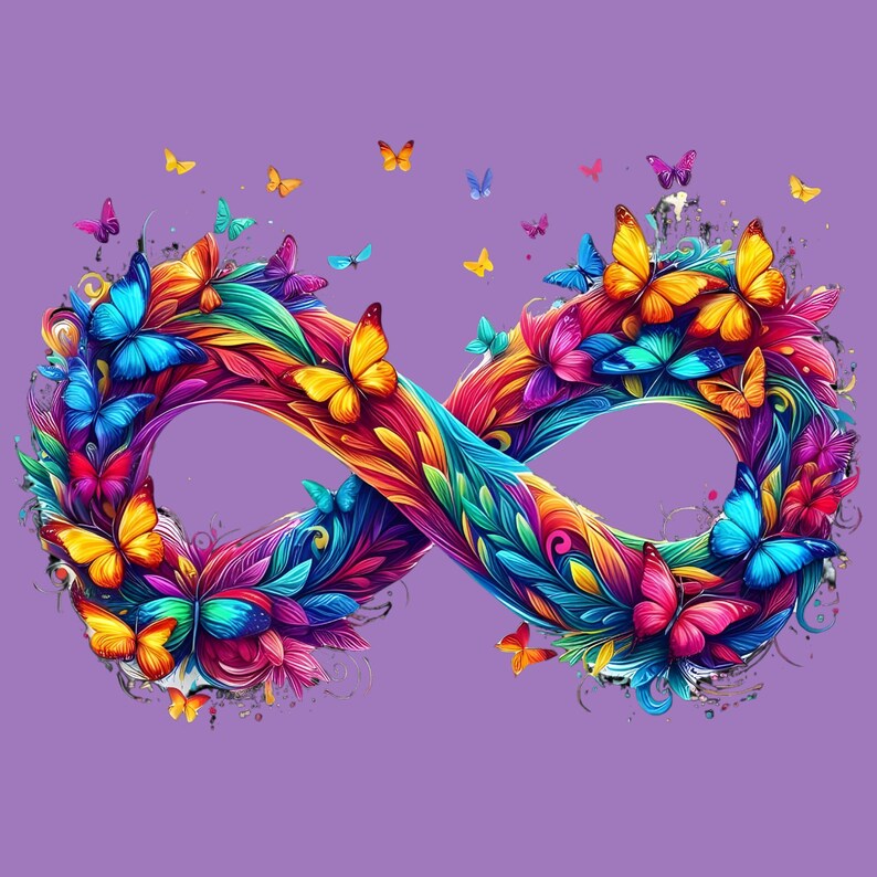 Colorful Infinity Symbol With Butterflies Png, Instant Digital Download ...