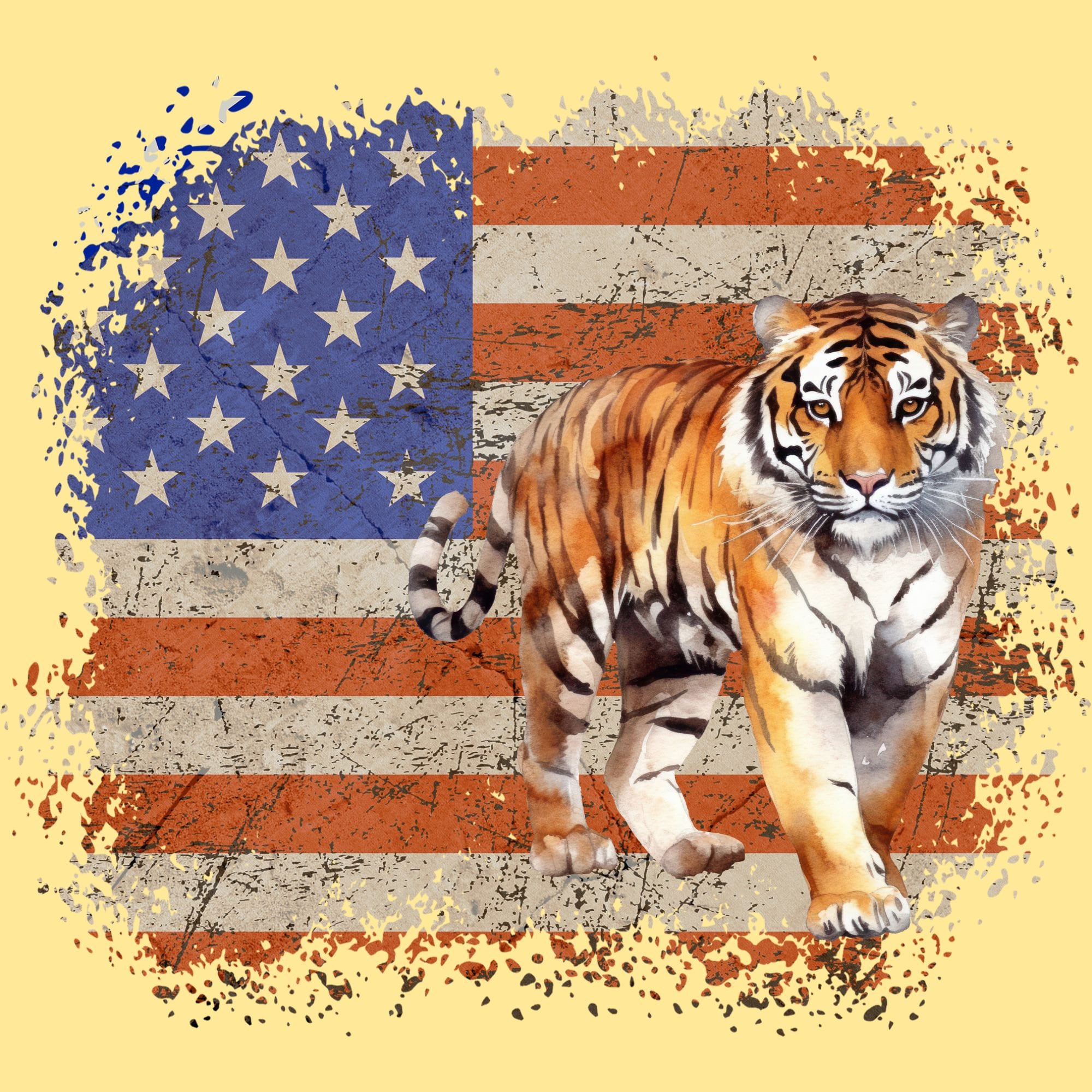 American Flag With Tiger PNG File, Digital Download, Watercolor Art ...