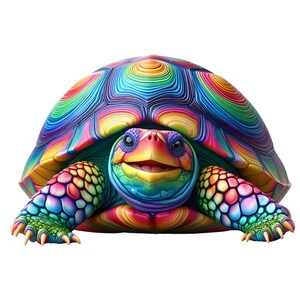 Cute Rainbow Color Box Turtle JPG Files, Bundle of 10 High Quality ...