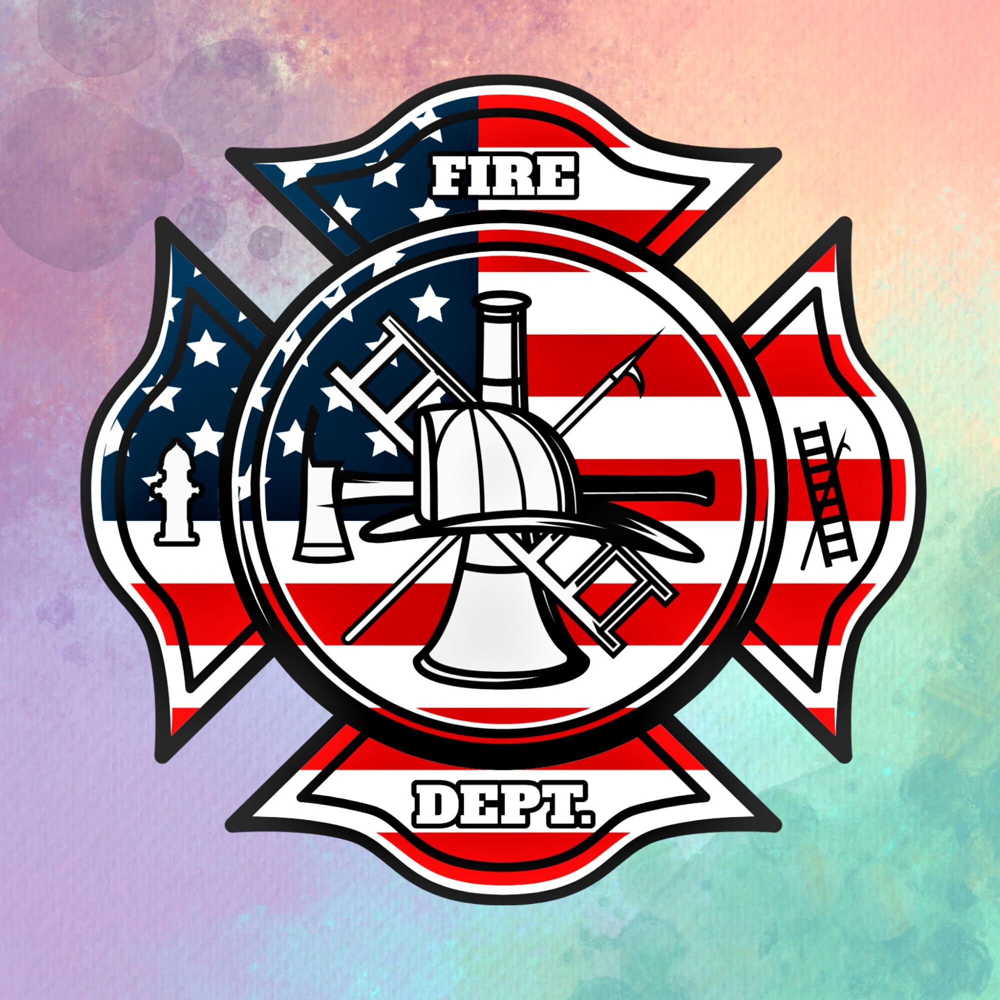 Firefighter Shield PNG | Digital Illustration Download | Shirt Logo ...