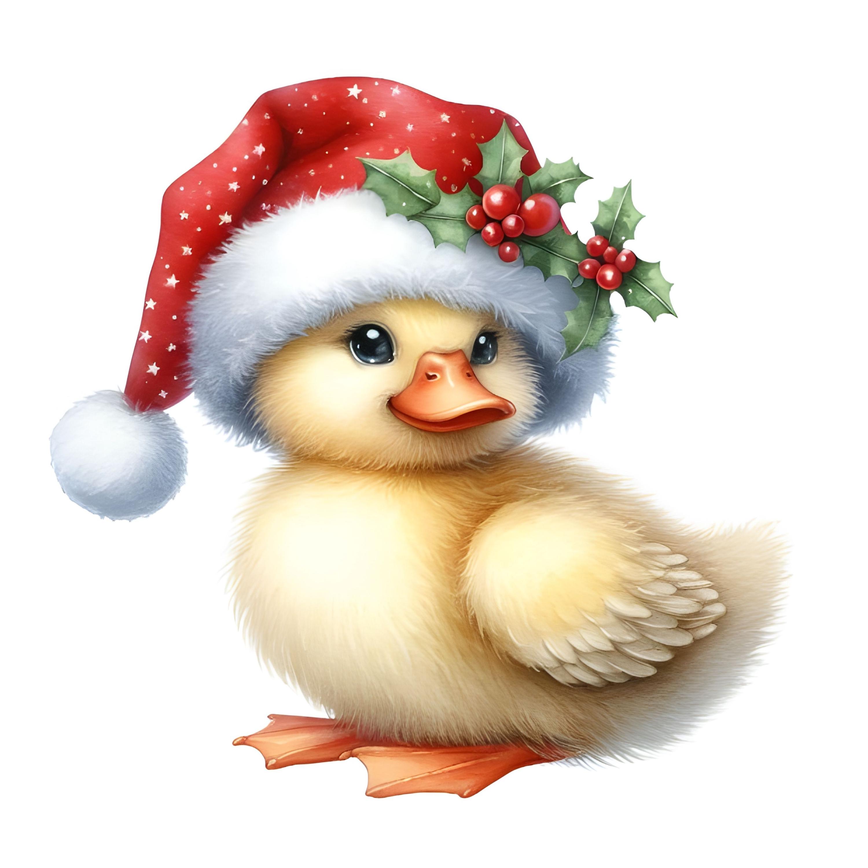 Watercolor Christmas Duck Clipart, JPG Files, Bundle of 10 High Quality ...