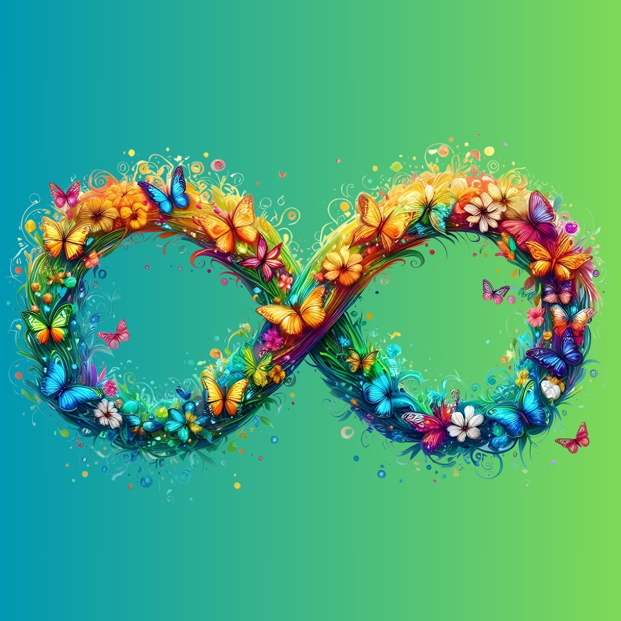Colorful Infinity Symbol With Butterflies Png, Instant Digital Download ...