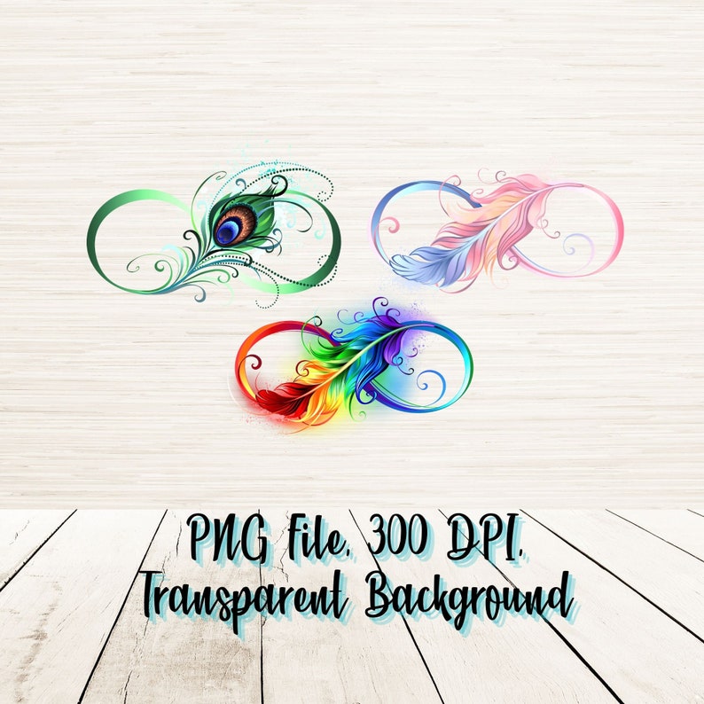 Infinity Symbol With Feather Png Bundle | Digital Download | Pod ...