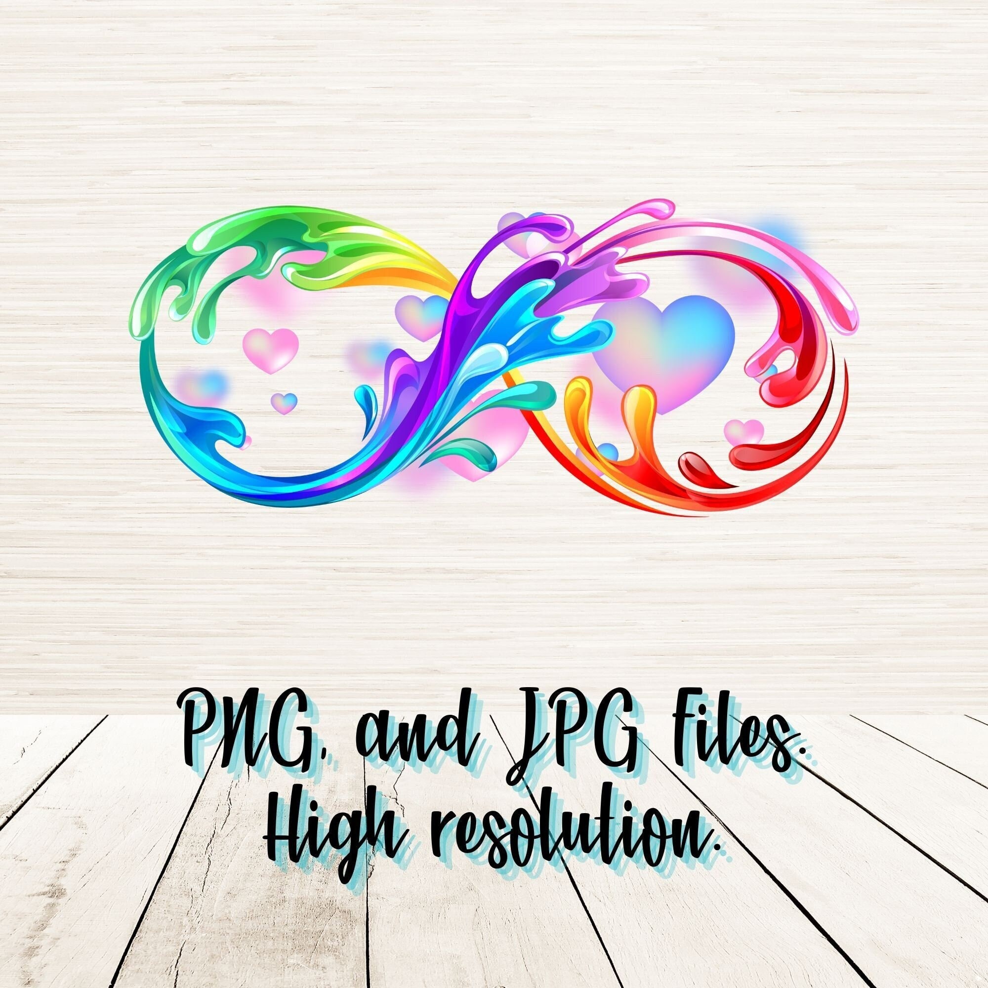 Colorful Infinity Symbol and Heart Cluster Background Png File, Digital ...