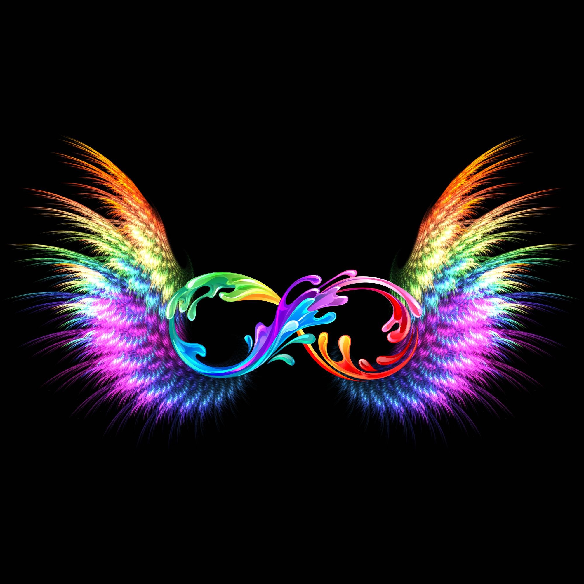 Colorful Infinity Symbol With Tie Dye Angel Wings Png File, Digital ...