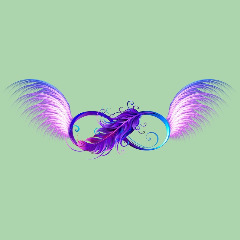 Purple Infinity Symbol With Angel Wings and Feather Png File, Digital ...