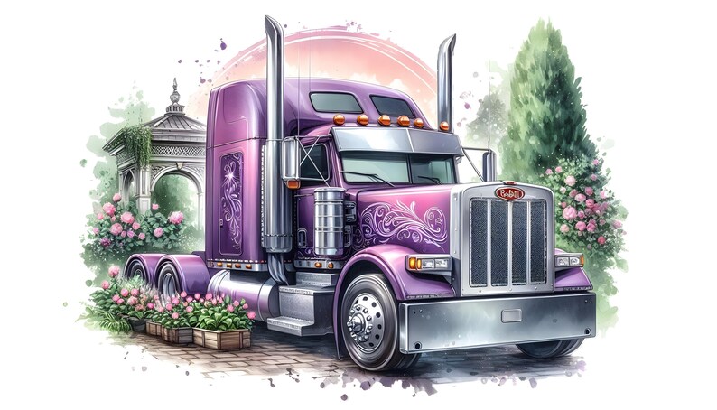 14 Peterbilt Semi Truck Clipart JPG File, Trucker T Shirt Design ...
