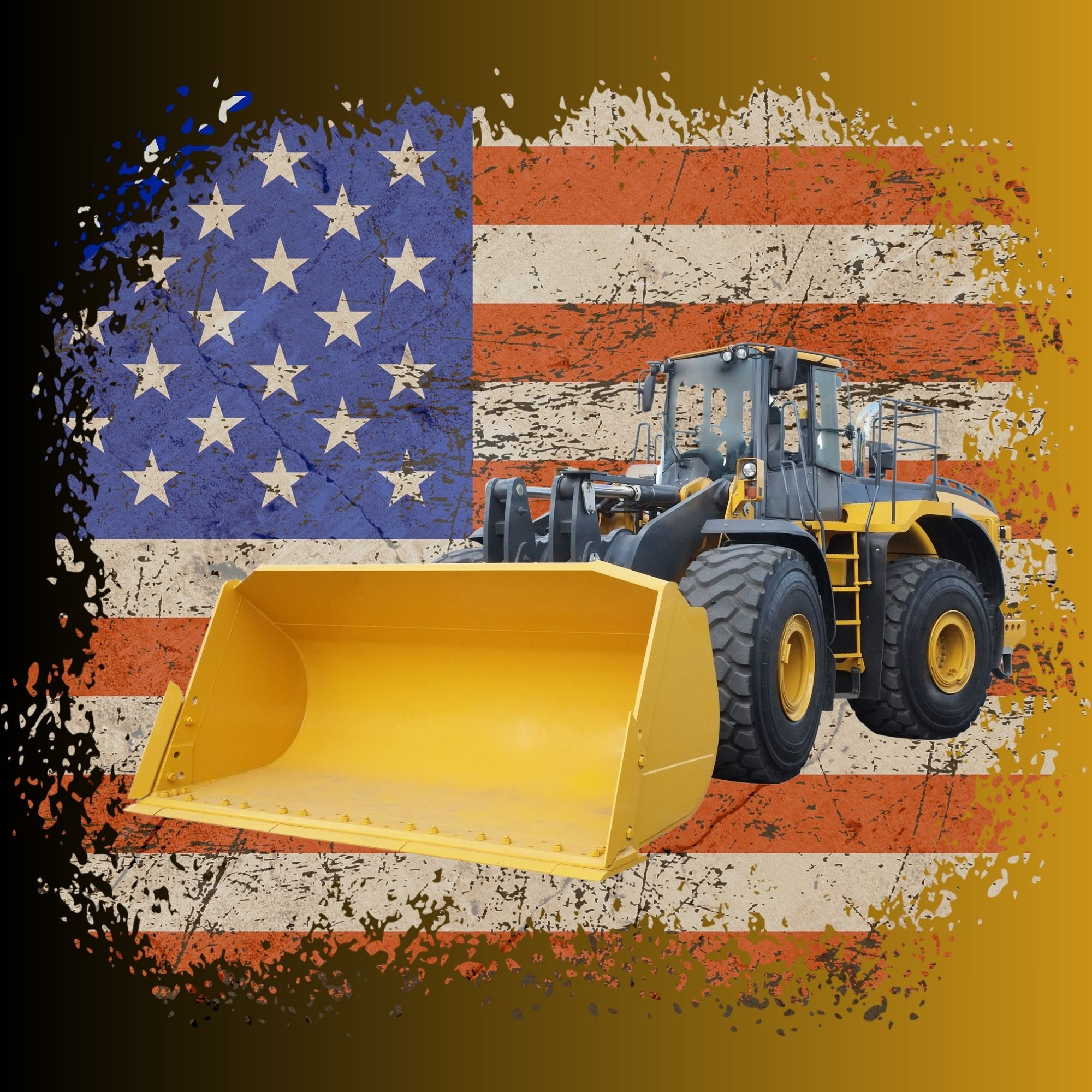 American Flag Front End Loader PNG File, Digital Download, Watercolor ...