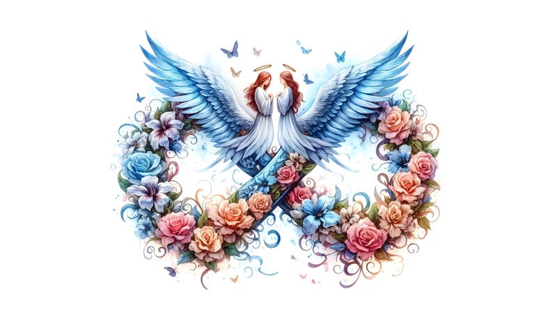 14 Colorful Infinity Symbol With Angel Clipart JPG File, Religious ...