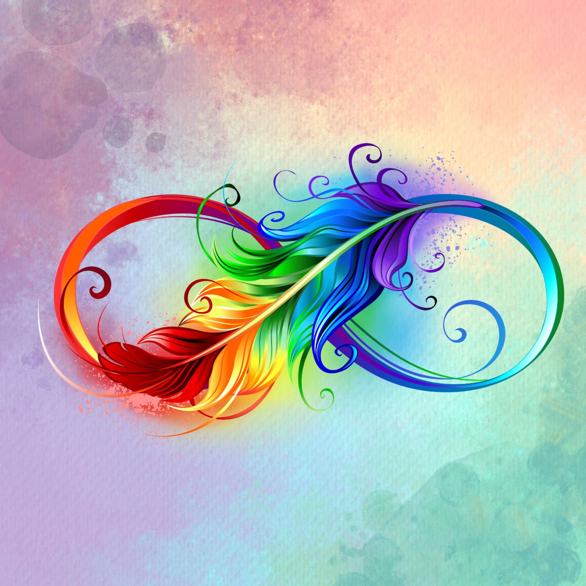 Colorful Infinity Symbol With Feather Png | Digital Download | Pod ...