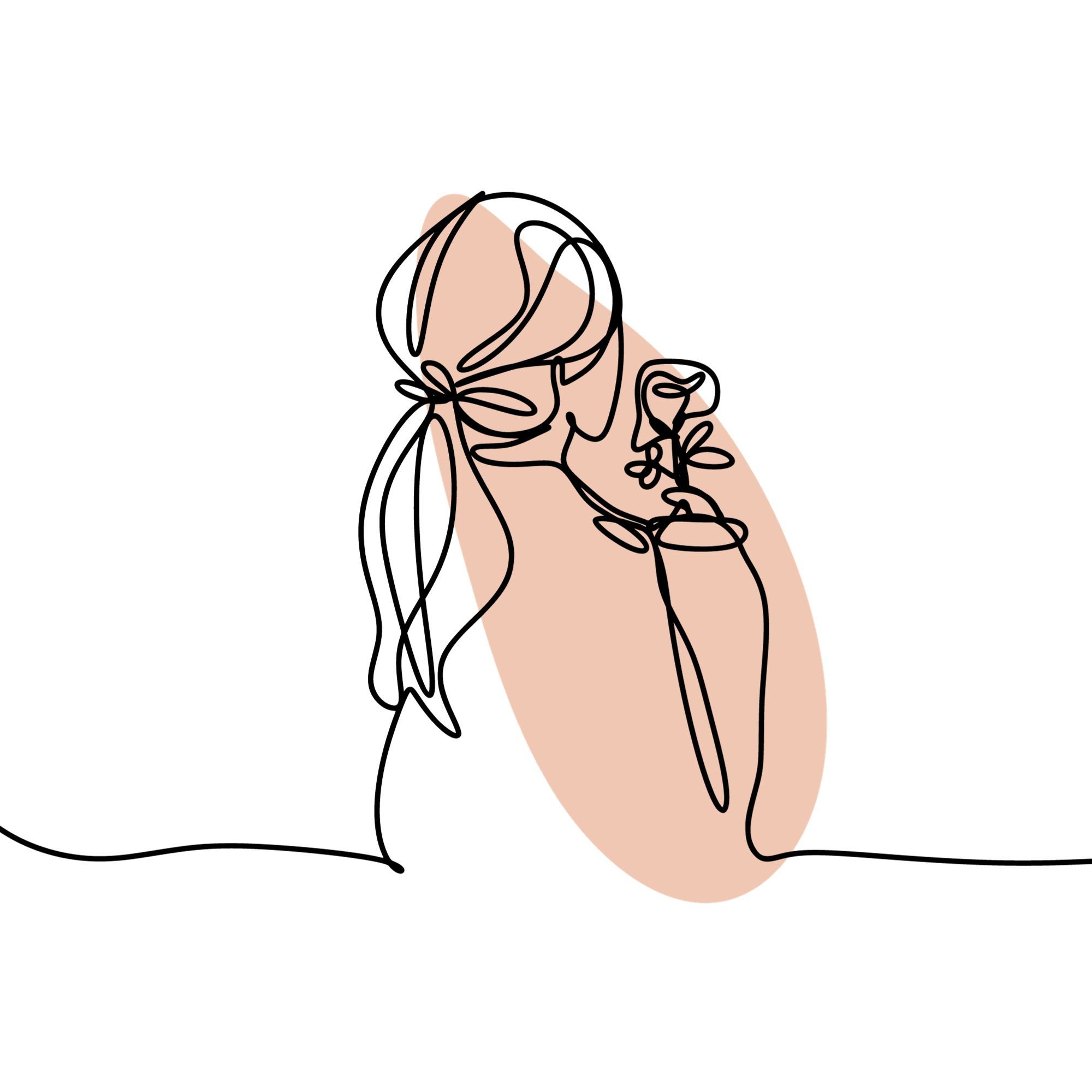 Minimalist Line Art Floral Woman PNG File, Digital Download, Continuous ...