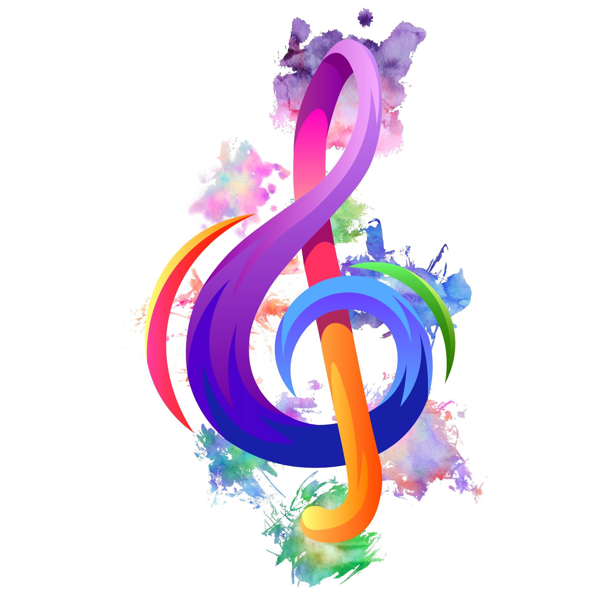 Watercolor Treble Clef PNG File, Digital Download, Music Note ...