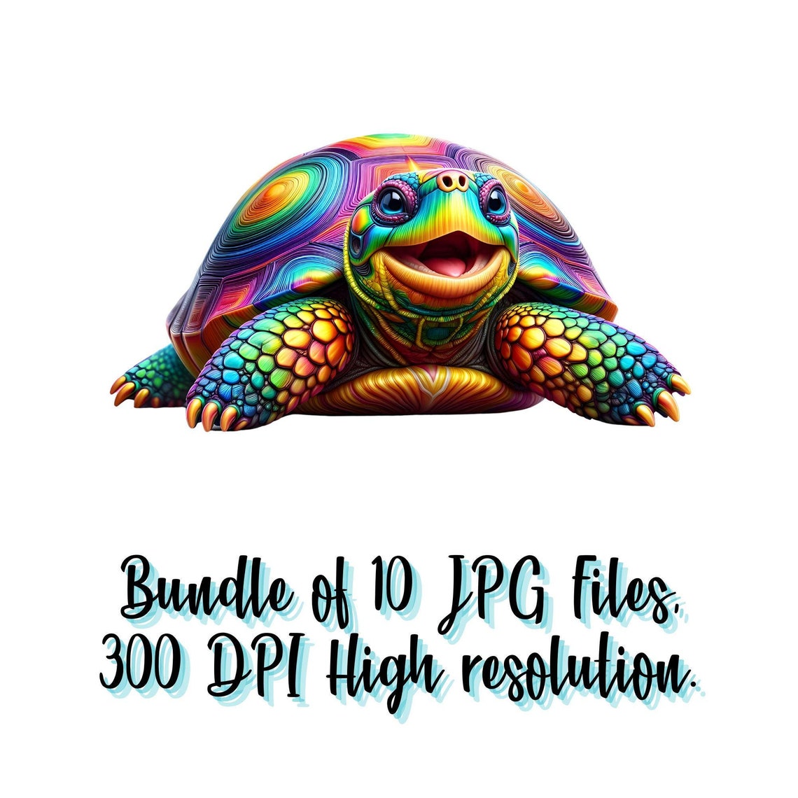 Cute Rainbow Color Box Turtle JPG Files, Bundle of 10 High Quality ...