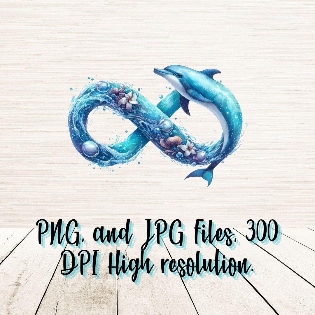 Blue Oceanic Infinity Symbol With Dolphin Png JPG File, Digital ...