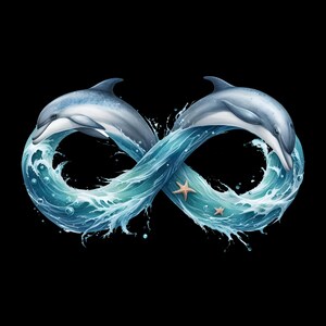 Blue Oceanic Infinity Symbol With Dolphin Png JPG File, Digital ...