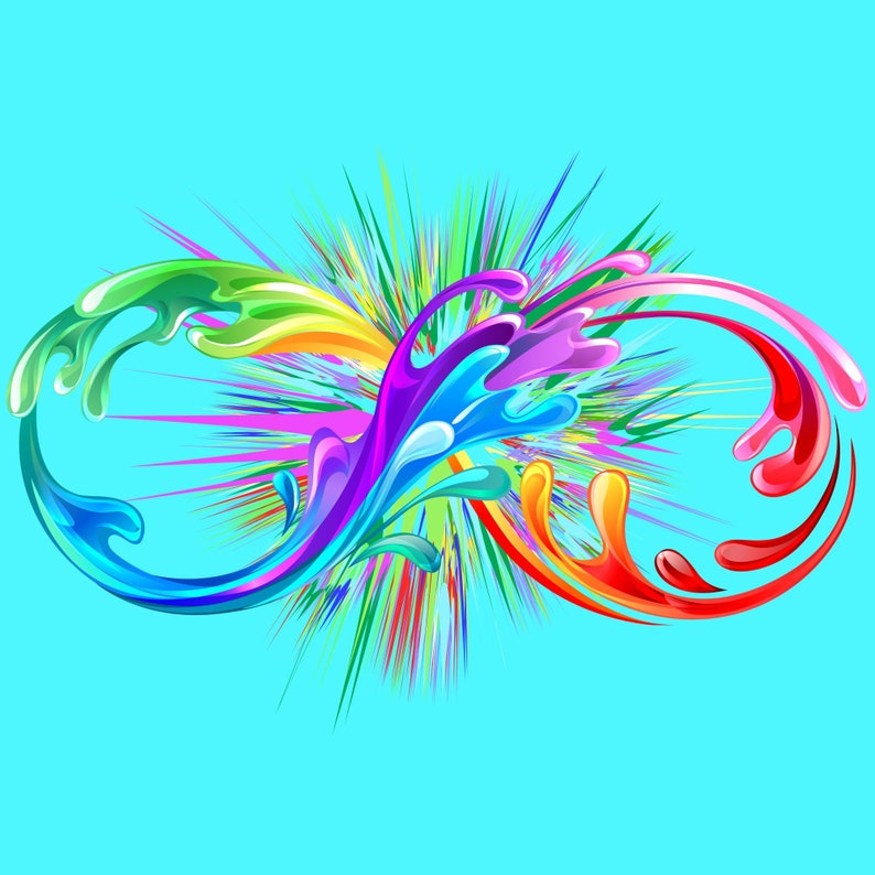 Colorful Infinity Symbol and Watercolor Explosion Png File, Digital ...