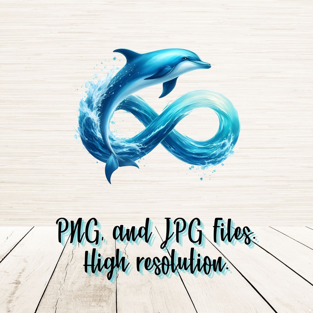 Blue Oceanic Infinity Symbol With Dolphin Png JPG File, Digital ...