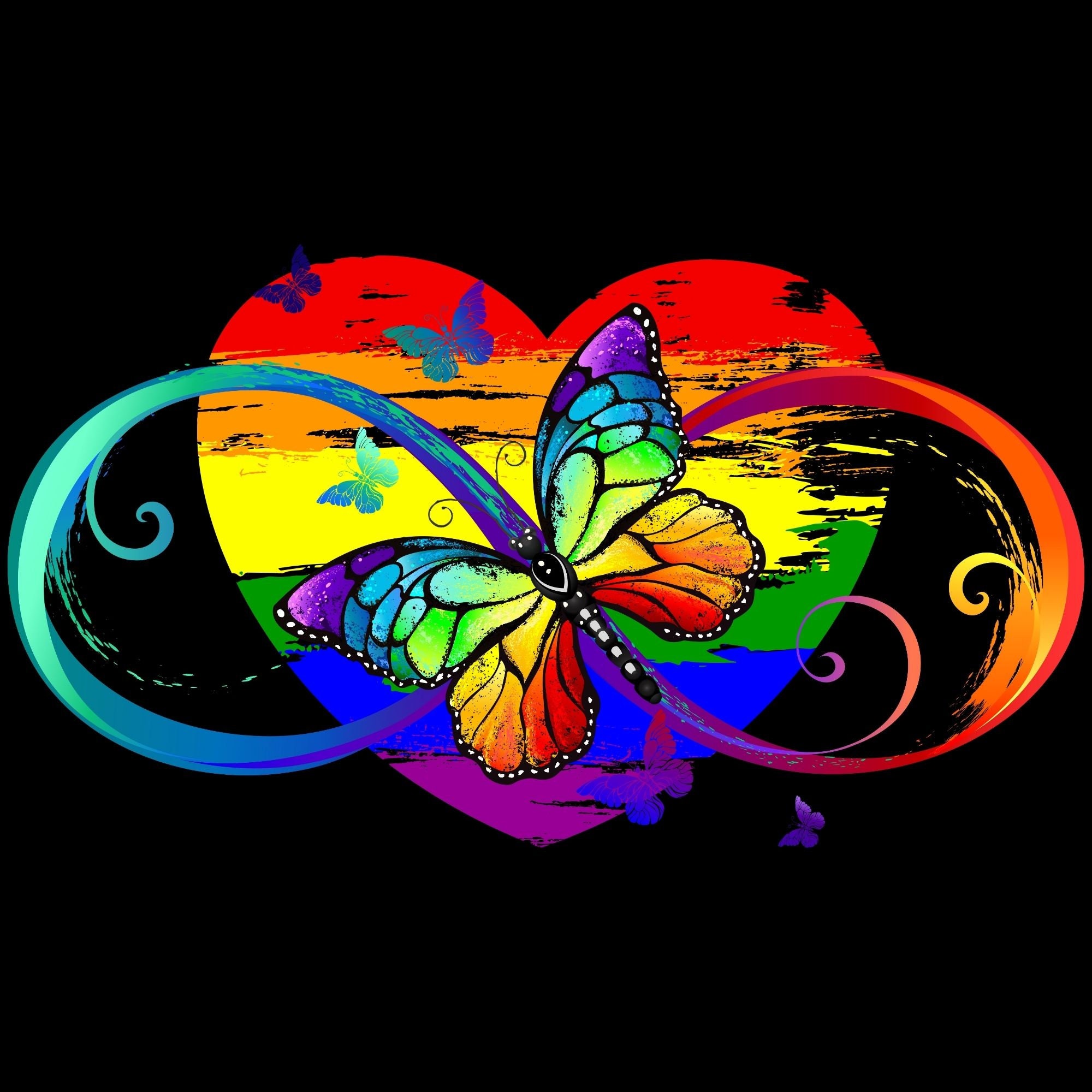 Colorful Infinity Symbol With Butterflies and Heart Png File, Digital ...