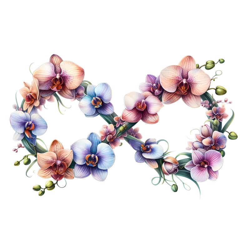 10 Floral Infinity Symbol Clipart Files, Bundle of High Quality JPG ...