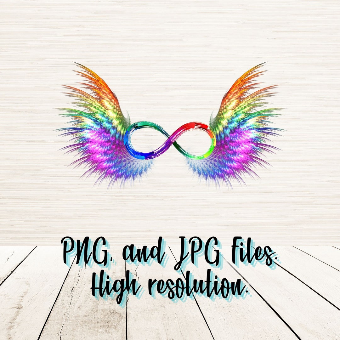 Colorful Infinity Symbol With Tie Dye Angel Wings Png File, Digital ...