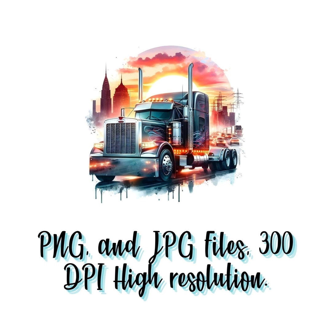 Peterbilt Semi Truck Clipart JPG File, Trucker T Shirt Design ...