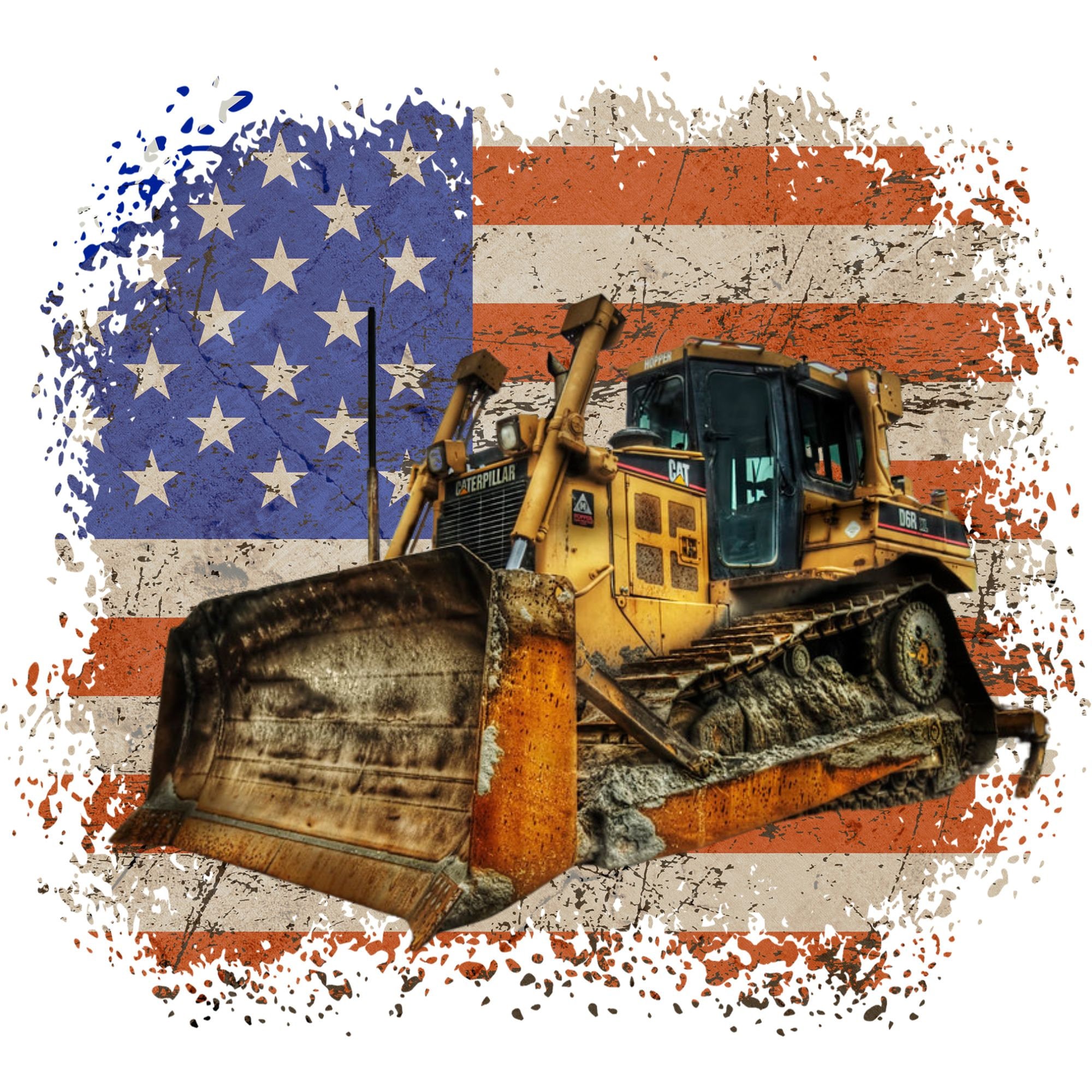 American Flag With Bulldozer PNG File | Digital Download | Watercolor ...