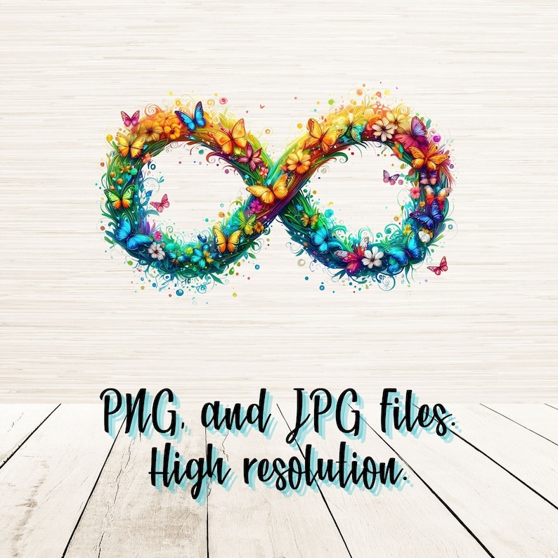 Colorful Infinity Symbol With Butterflies Png, Instant Digital Download ...