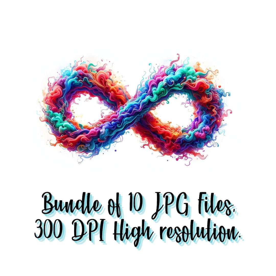 Vibrant Colored Smoke Infinity Symbol JPG File, Bundle of 10 High ...